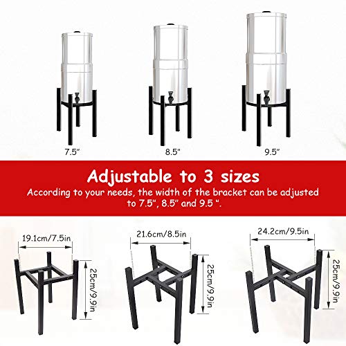 Water Filter System Stand 8" Tall, Compatible Berkey Water Filter, Adjustable Fits 7.5" 8.5" 9.5" Wide, with Non-Skid Pad, ​Applicable to Multi -Size Water Tank