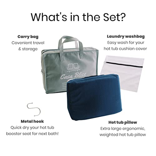 Weighted Hot Tub Booster Seat for Adults Giftable Set + Accessories; 15x13 Non-Slip Quick Dry Hot Tub Seats with Study Handles & Washable Mesh Cover; Bonus Gift Bag, Laundry Net, Metal Hook
