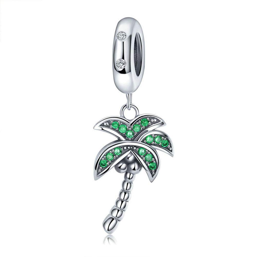 Palm Tree Charm 925 Sterling Silver Coconut Palm Charm Anniversary Charm for Pandora Charm Bracelet (B)