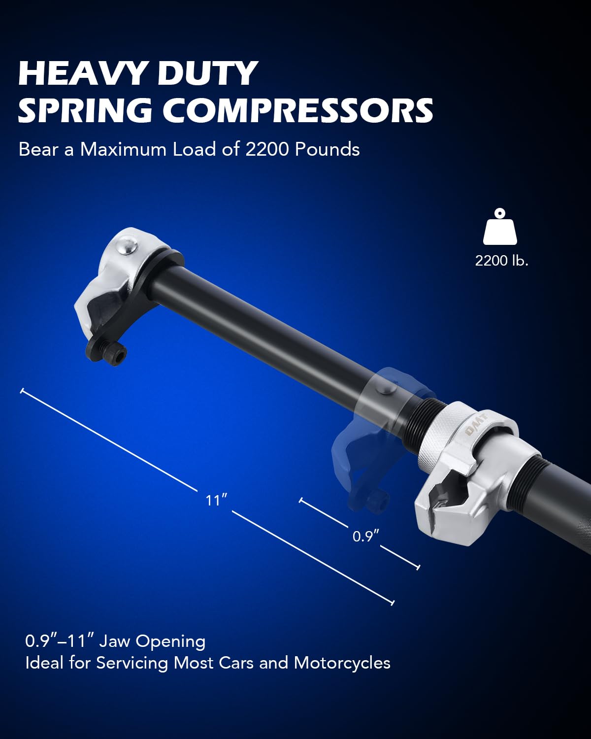 Orion Motor Tech Strut Spring Compressor, 11" Universal Coil Spring Compressor, 2 Heavy Duty Rods with Safety Bracket Spring Compressor Tool Automotive for Car Truck ATV UTV, 2200 lb Capacity, Black