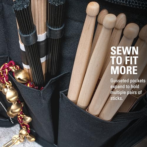 Meinl Percussion Drum Stick Bag with Extra Outside Pocket and Floor Tom Hooks β for Mallets, Brushes and Accessories, Black, Standard (MSB-1)
