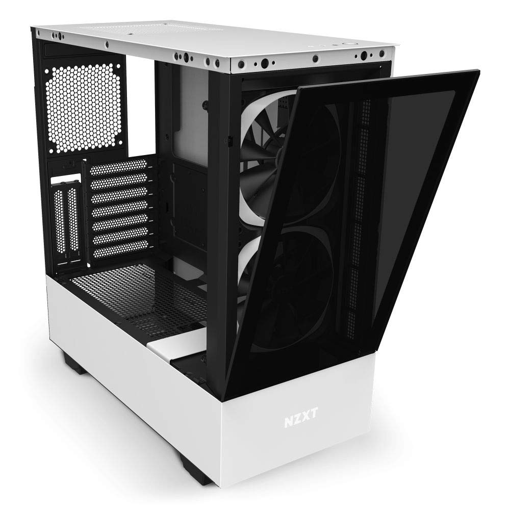 NZXT H510 Elite - CA-H510E-W1 - Premium Mid-Tower ATX Case PC Gaming Case - Dual-Tempered Glass Panel - Front I/O USB Type-C Port - Vertical GPU Mount - Integrated RGB Lighting - White/Black