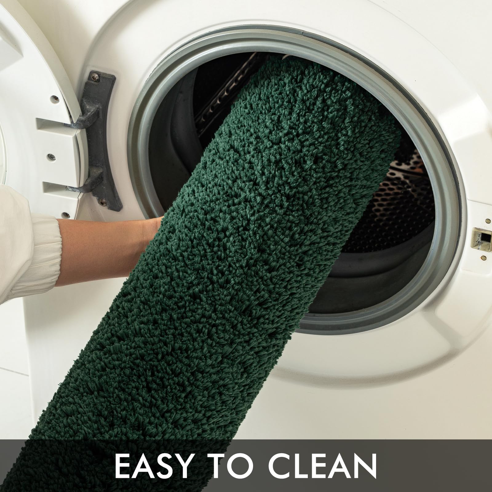 MIULEE Dark Green Bathroom Rugs Set 2 Piece, Non Slip Bath Mat with Absorbent Microfiber, Ultra Soft Thick Rugs for Bathroom Floor Tub Shower, Machine Washable (16 x 24 Inches)