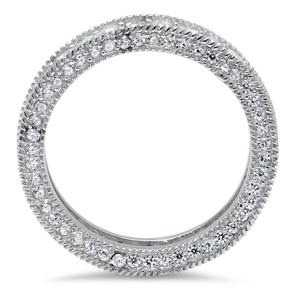 Metal Factory Sz 8 Sterling Silver 925 Cubic Zirconia CZ Vintage Milgrain Eternity Band Ring