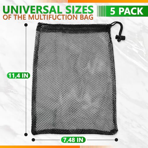 Mesh Bags Drawstring S/5/10 Pcs M/12 Pcs - Mesh Swim Bag Golf Ball Bag Mesh Drawstring Bags Small Mesh Bag Nylon Bag Net Bag Mesh Gym Bag - Tennis Ball Bag Beach Mesh Bag String Bag Mesh Ball Bag