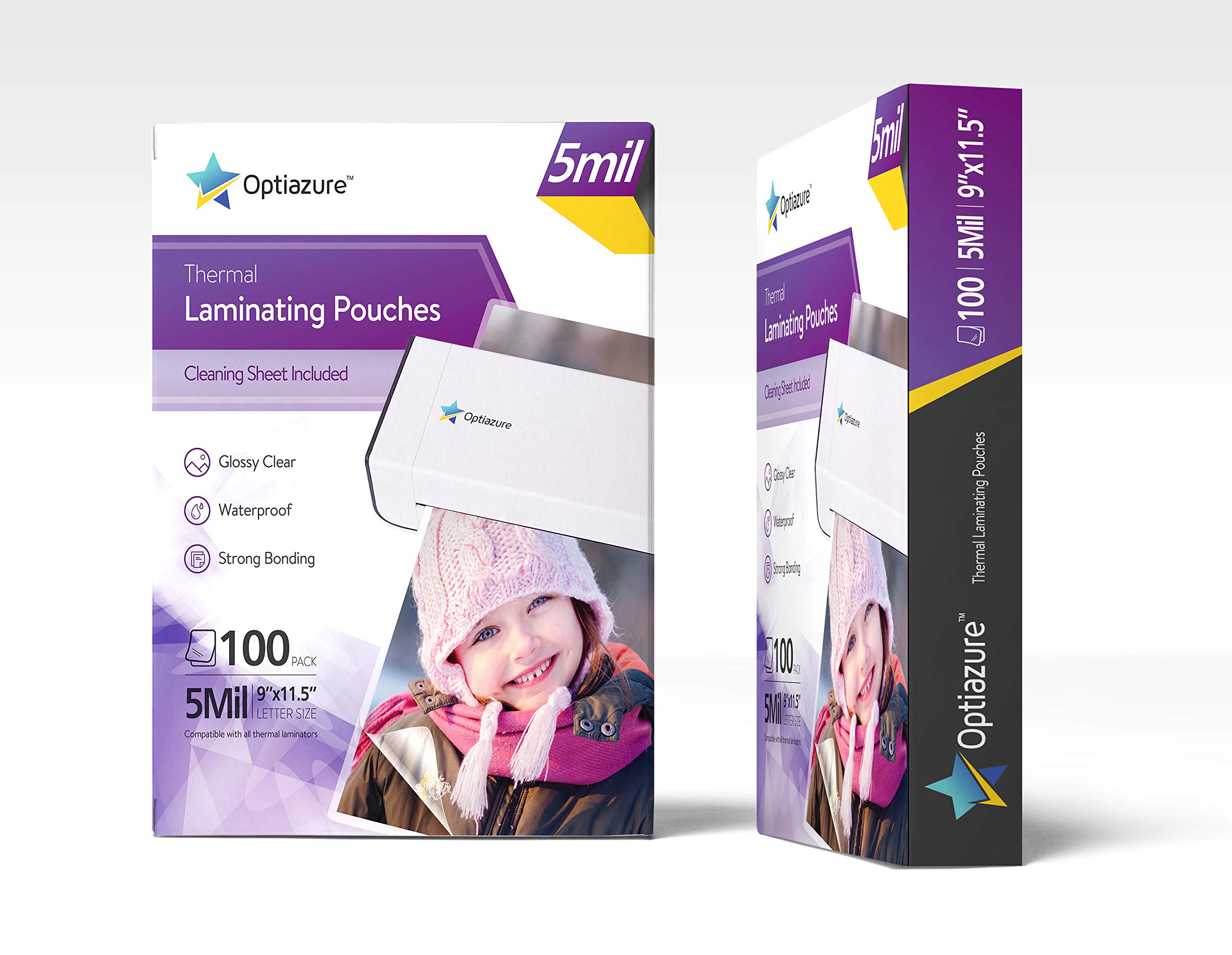 Optiazure Thermal Laminating Pouches 9"x11.5" Inches, 5mil 100Pack, Clear, Letter Size