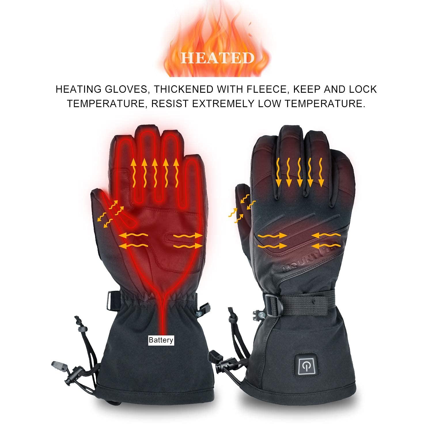 MOUNT TEC Explorer 3 Heated Motorcycle Gloves for Men & Women Winter Windproof Thermal Cycling Bike Gloves Heated Hand Warmer (Black, S)