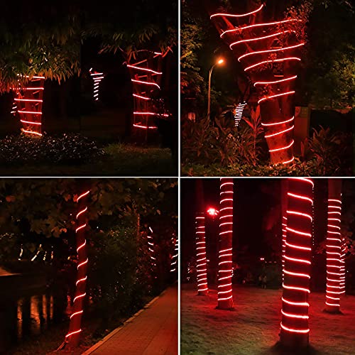 Oluote Solar Rope Lights, 200 LEDs 66ft/20M/2 Modes Waterproof Solar String Copper Wire Light, Outdoor Rope Lights for Garden Yard Path Fence Tree Wedding Party Decorative (Red, 66ft)