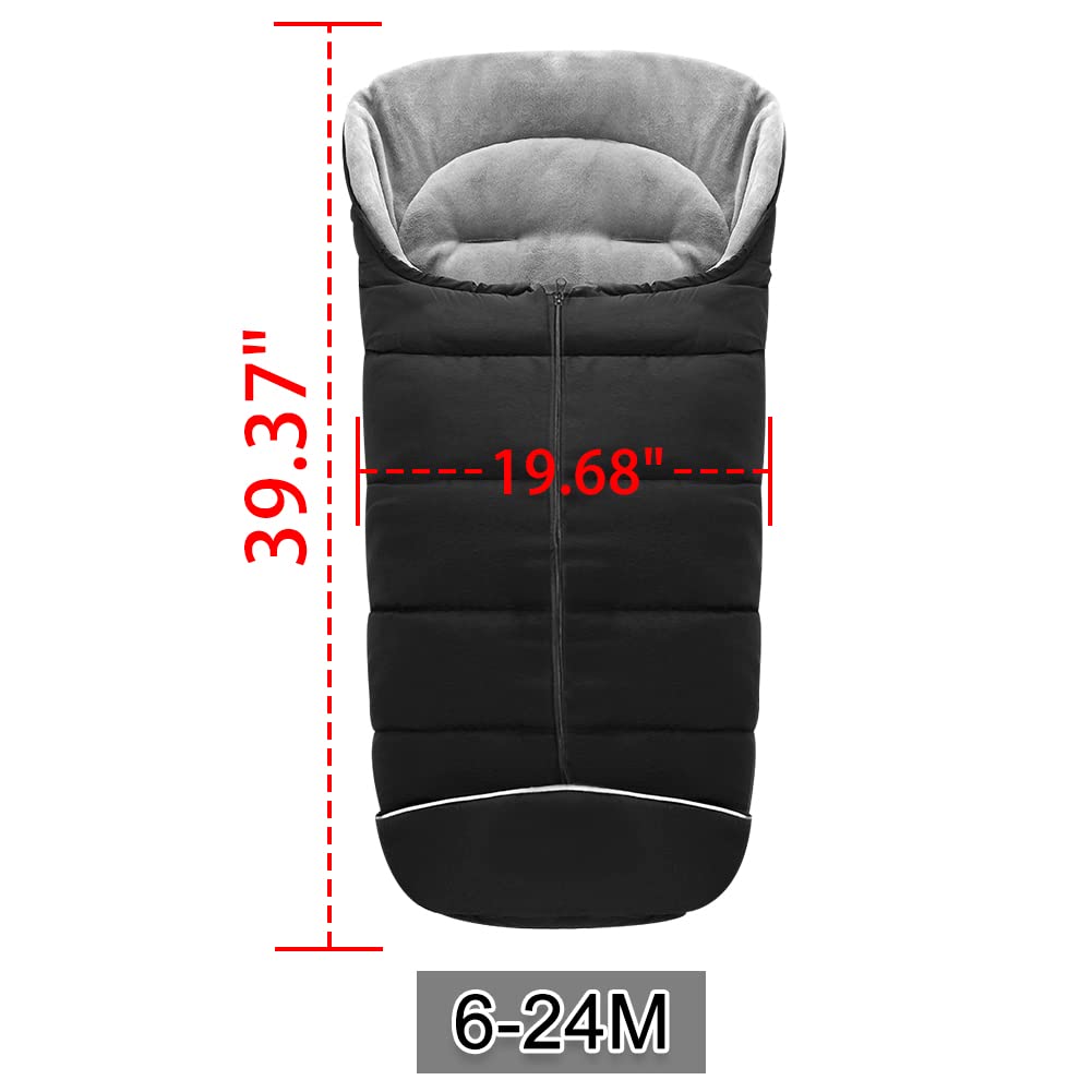 XIFAMNIY Toddler Multi-Use Water Proof Oudtoor Universal Drawstring Large Stroller Bunting Bag, Winter Baby Warm Stroller Bunting Bag, Suit for 6-24M（ Black Drawstring）