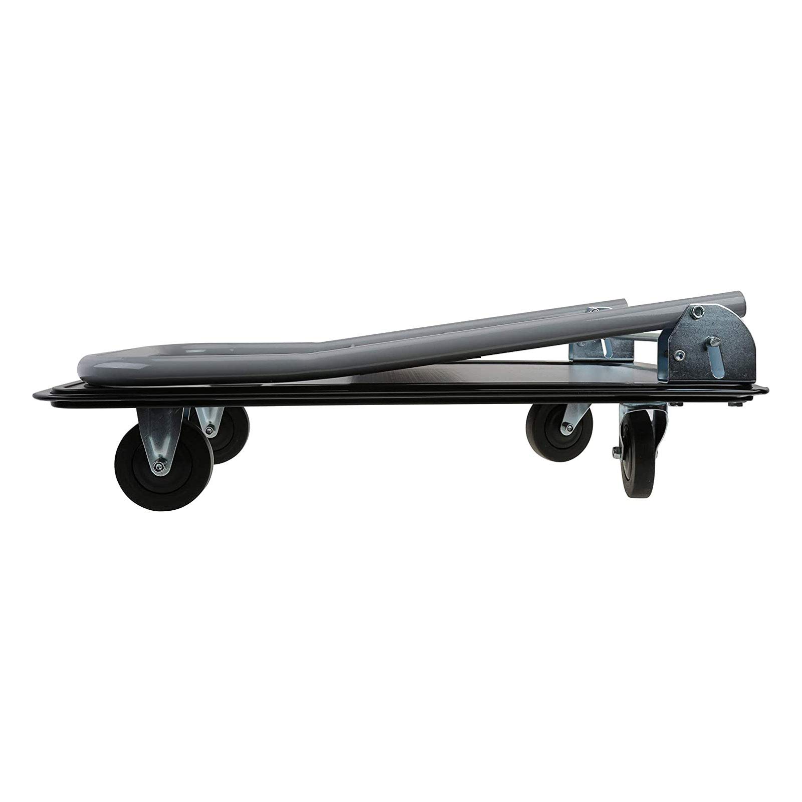 Olympia Tools Foldable Push Cart Dolly - 330 Lb. Capacity Heavy Duty Platform Truck with 360° Swivel Wheels (Gray/Black)