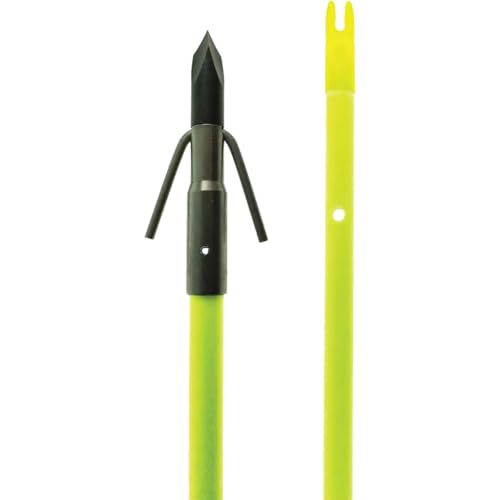 Muzzy Classic Fiberglass Bowfishing Fish Arrow with Nock and Bottle Slide Installed, Chartreuse, Gar Point,GREEN