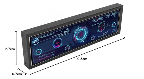Zyyini 8.8 Inch IPS Display, Aida64, CPU GPU SSD Data Temperature Monitor, 1920x480, IPS Full Viewing Angle, PC Case Bottom Screen, for RPi, Windows