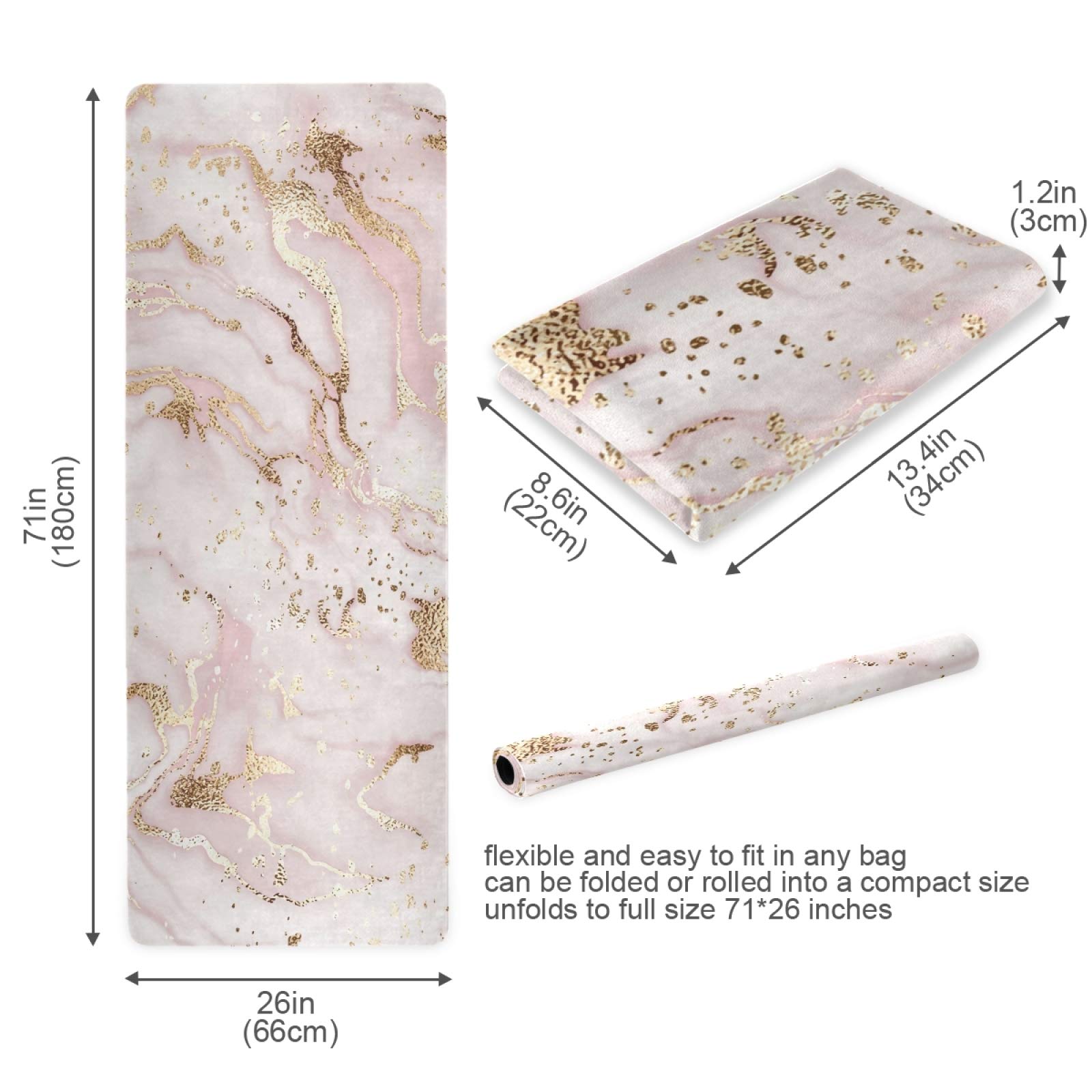senya Rose Gold Glitter Marble Yoga Mat Cover, Non Slip Exercise Mat High Performance Grip, Coming with Carry Bag(0rh3f)