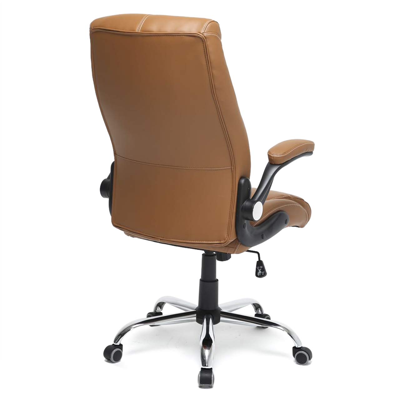 MADISON & PARK Office Desk Chair Leather Computer Executive Conference Task Study Chair Adjustable Swivel Chair with Adjustable Arms (CAPPUCCINO)
