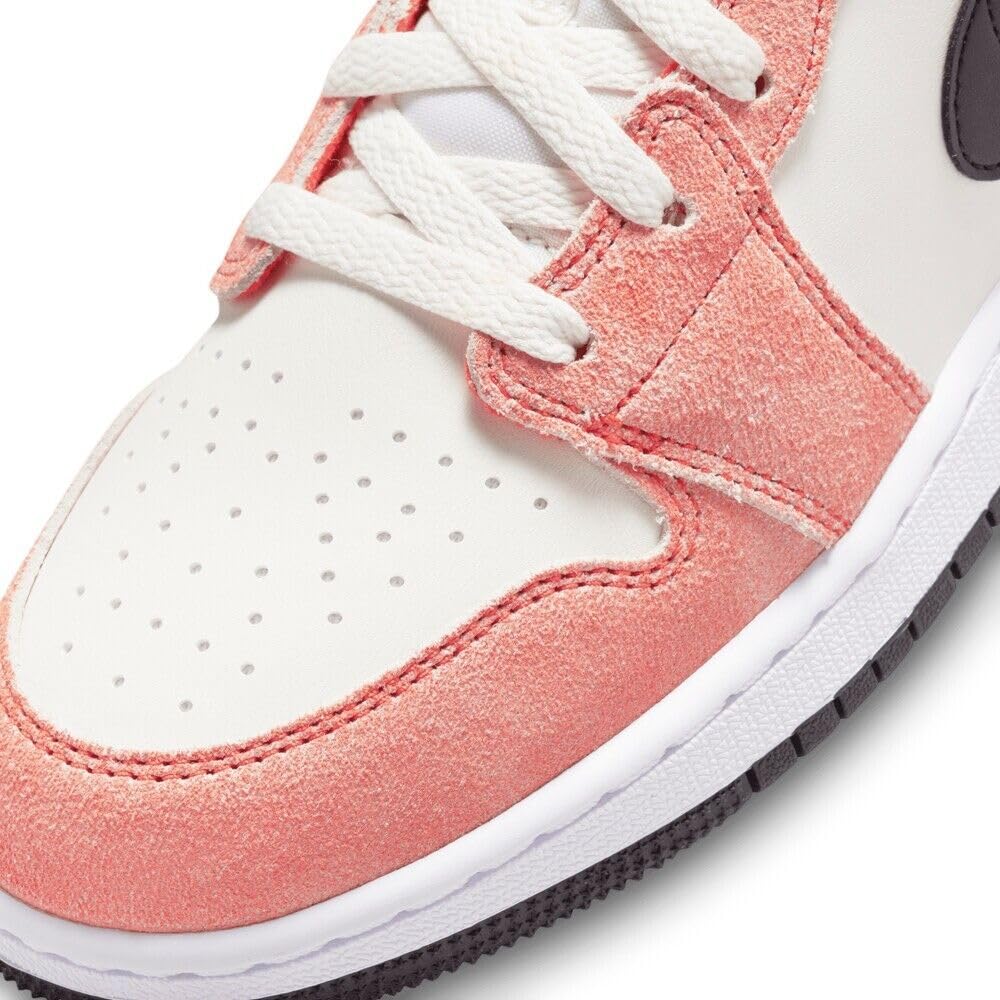Nike Juniors Air Jordan 1 MID SE (GS), Team Orange/Black-Sail-White, Size 4 Big Kid