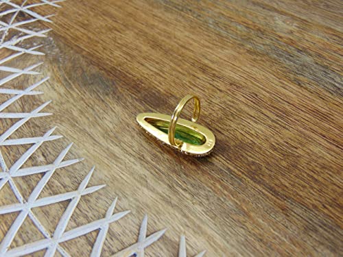 theserro Adjustable 18k Gold Plated Color Change Mood Ring, Pear Shape Diamond Style Pear Stone Women Rings Gift for Her