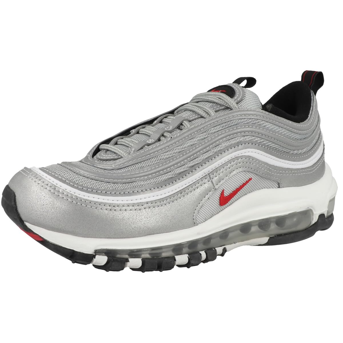 Nike Women's Sneaker, Silver Metallic University Red White Black, 9