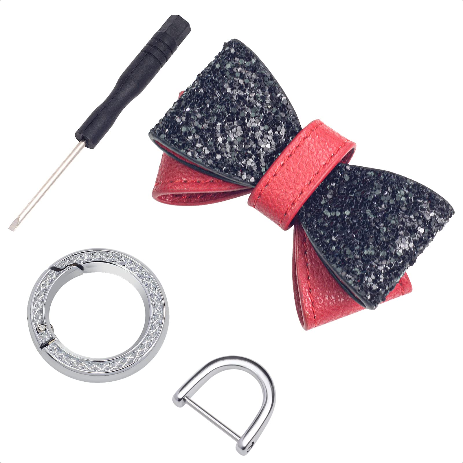 SK CUSTOM Pink Leather bowknot keychain for Women Fingerprint Resistant Plating Metal Key Chain Ring