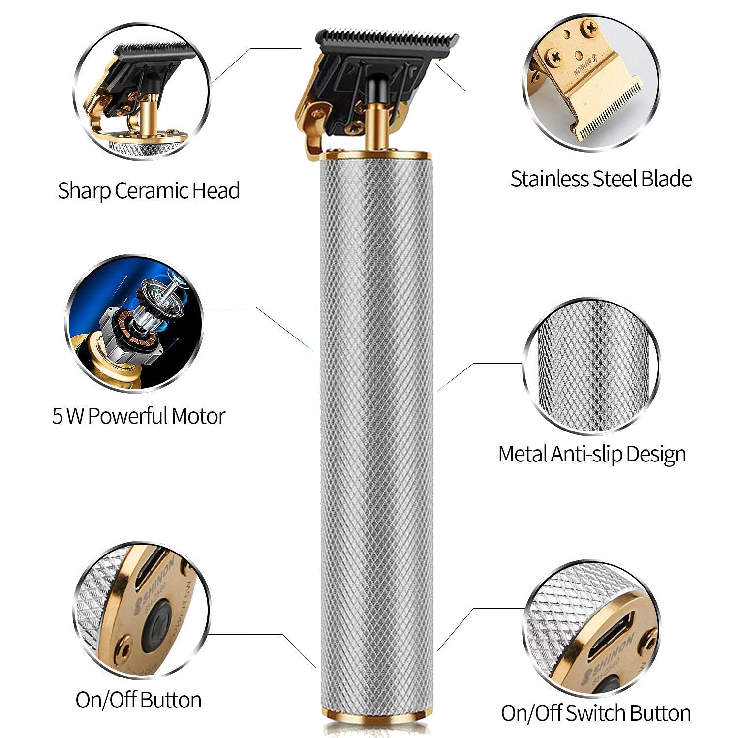 Professional Electric Hair Clippers,Cordless USB Rechargeable T-Blade Hair Beard Trimmer for Men with 4 Guide Combs Haircut Machine