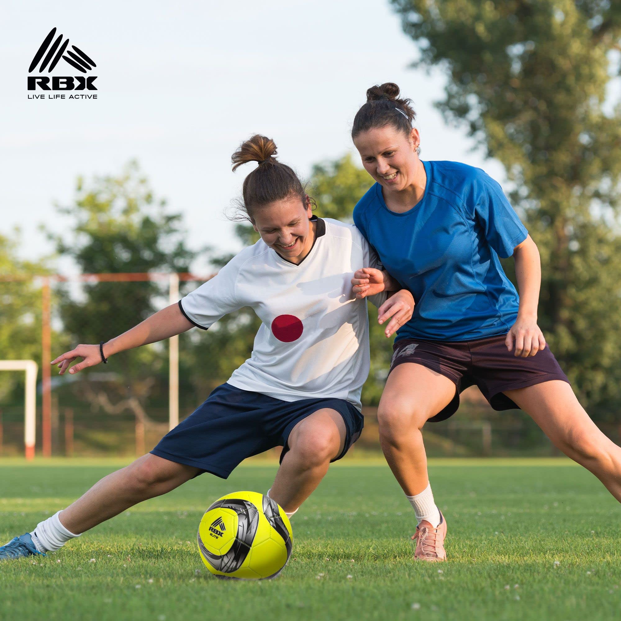 RBX Size 5 Soccer Ball : 32 Panel Construction Soccer Ball with Pump, Rubber Bladder for Air Retention and Ball Shape, High Contrast Graphics for Adults & Kids