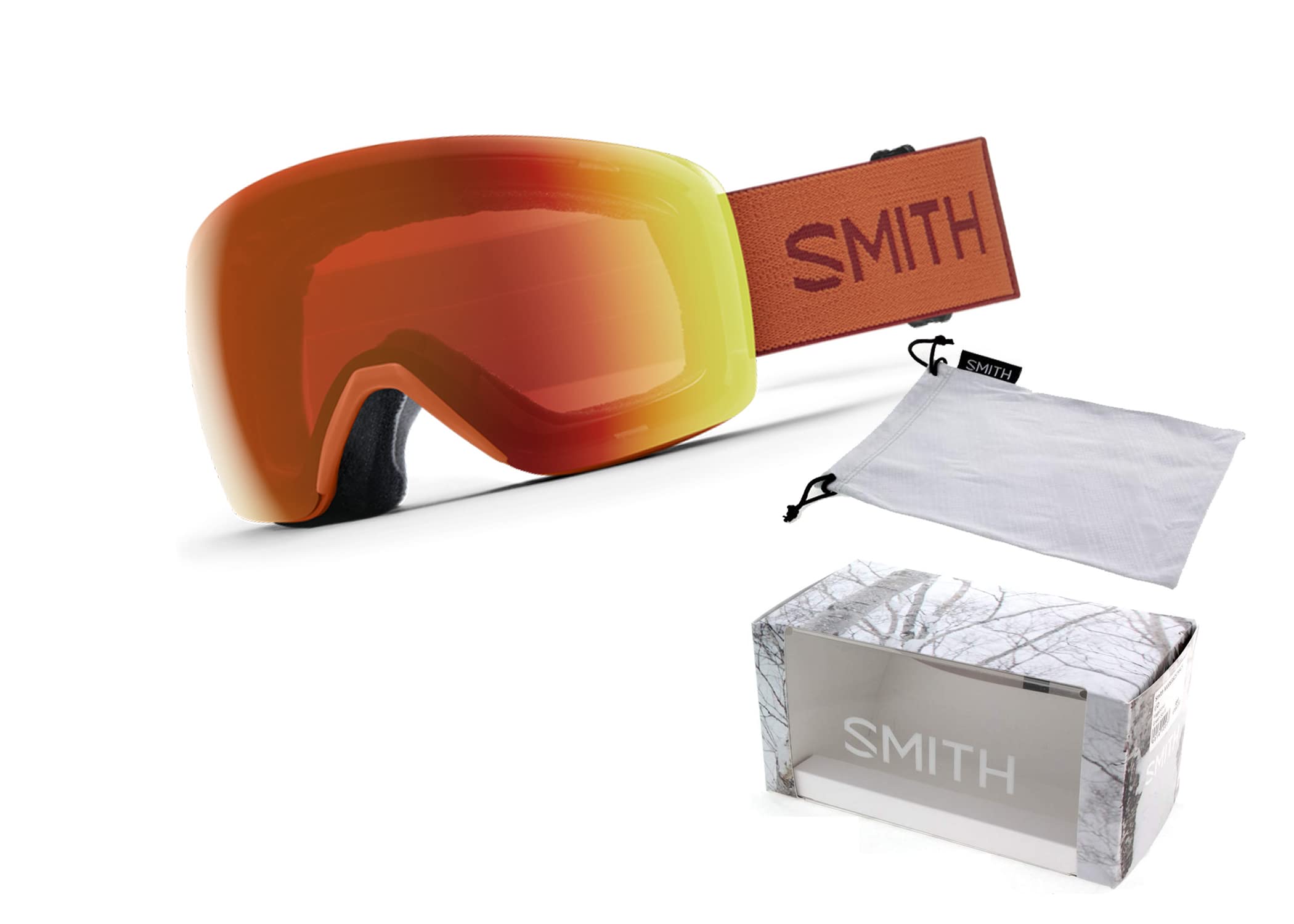SMITH Skyline Carnelian/ChromaPop Everyday Red Mirror Medium fit Ski Goggles for Men for Women BUNDLE with Designer iWear Eyewear Kit