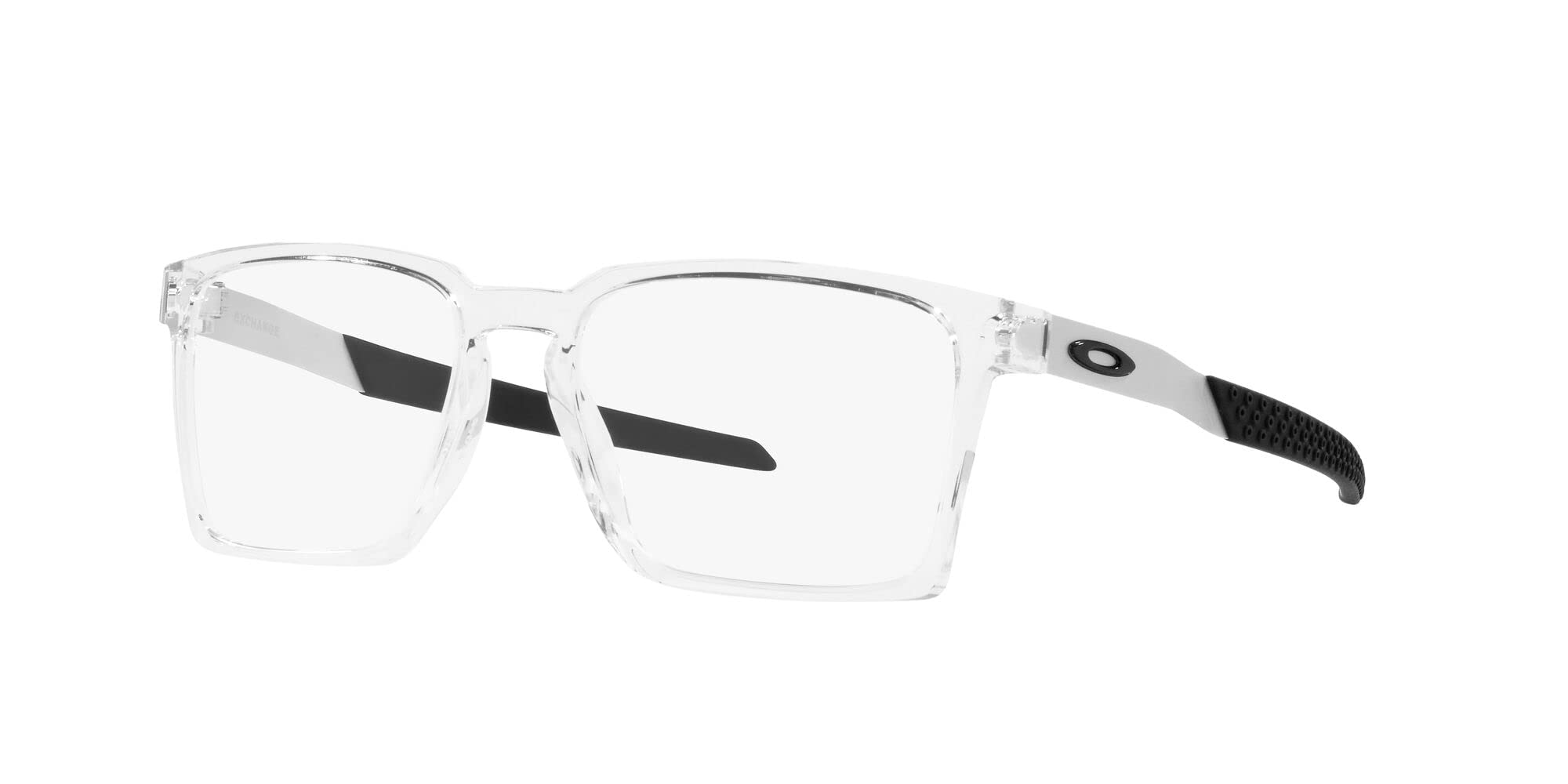 Oakley Men's Ox8055 Exchange Rectangular Prescription Eyewear Frames, Polished Clear/Demo Lens, 54 mm