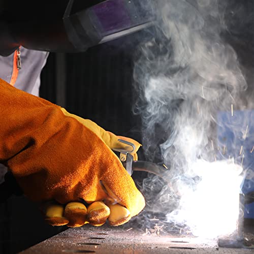 Welding Gloves, Welder Gloves 14 Inch Leather Heat Resistant Forge Welders Gloves for Mig/Tig/Arc Welder