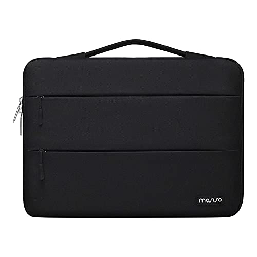 MOSISO 360 Protective Laptop Sleeve Compatible with MacBook Air/Pro,13-13.3 inch Notebook, Compatible with MacBook Pro 14 inch 2023-2021 A2779 M2 A2442 M1 with 2 Horizontal Parallel Pockets&Belt,Black