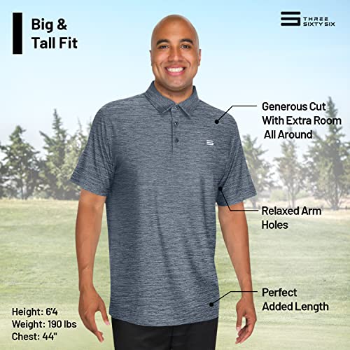 Three Sixty Six Golf Shirts for Men - Dry Fit Short-Sleeve Polo, Athletic Casual Collared T-Shirt Pure Black