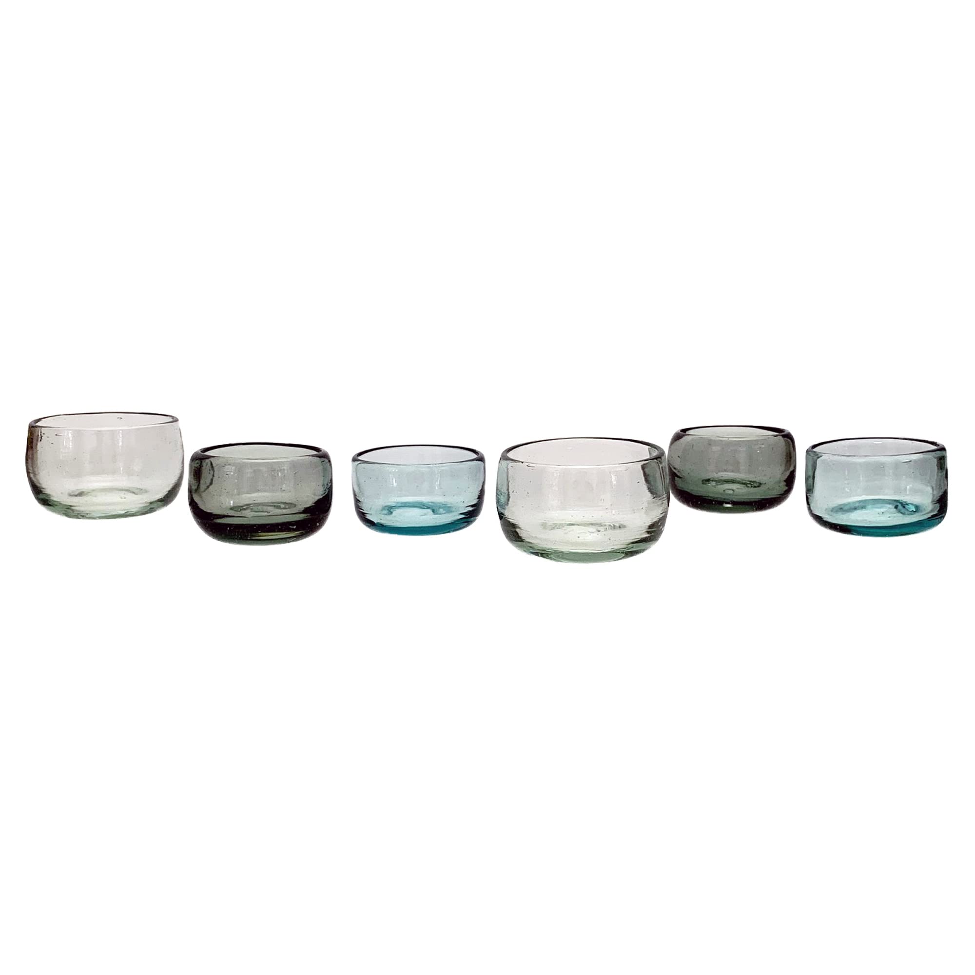 The Curated Pantry Hand Blown Mezcal + Tequila Glasses | Mezcal Copitas | Made in Mexico - Set of 2 (5 Colors Available) (4 Fl OZ, Smoke)
