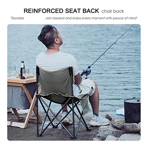 SMKOOP Folding Camping Chair Sturdy Folding Camp Chair Fishing Chair with Storage Pockets Thicken Fishing Stool