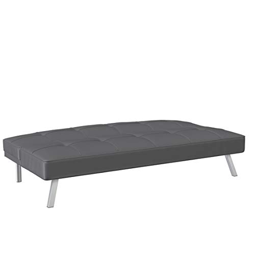 Serta Rane Vegan Leather Futon, 66.1" W x 33.1" D x 29.5" H, Dark Gray