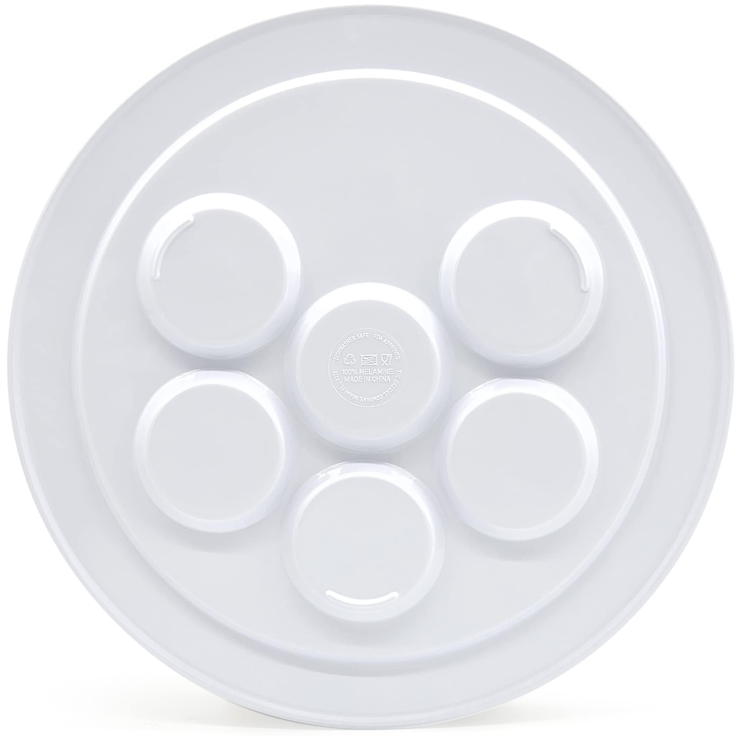 The Dreidel Company Passover Classic Silver Seder Plate, Melamine Silver Design Passover Seder Plates, Traditional Kaarah For Pesach 12" (Single)