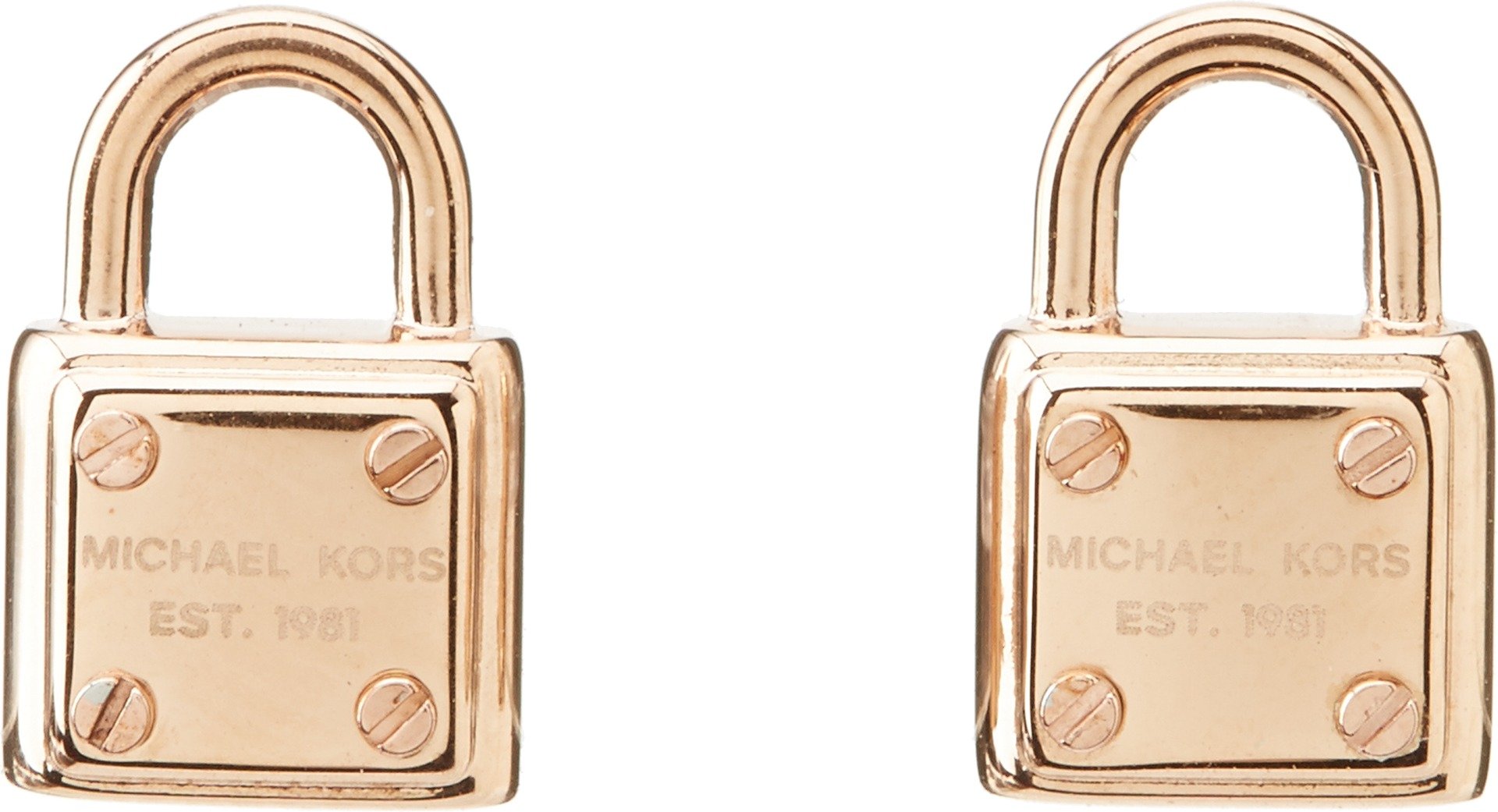 Michael Kors Rose Gold-Tone Stainless Steel Padlock Stud Earrings (Model: MKJ3487791)