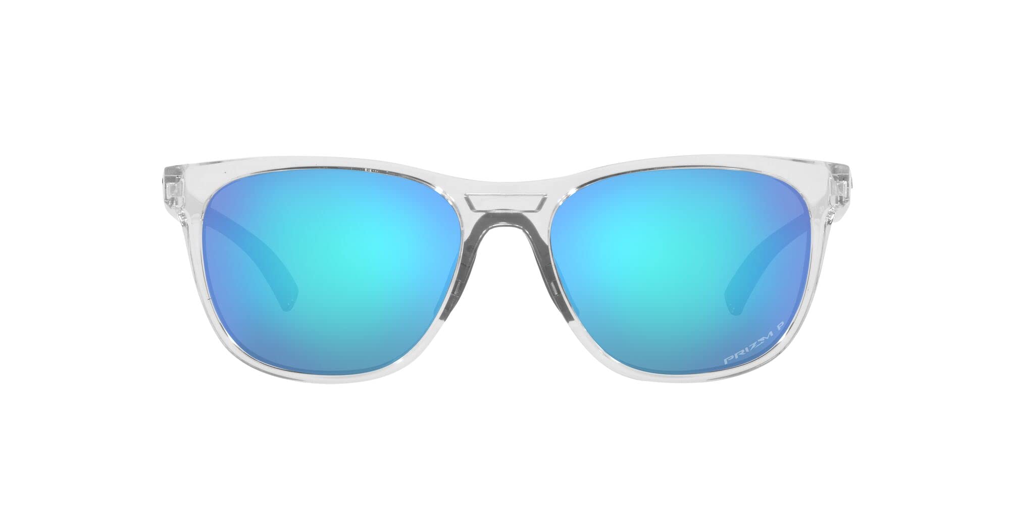 Oakley Women's OO9473 Leadline Square Sunglasses, Polished Clear/Prizm Sapphire Polarized, 56 mm