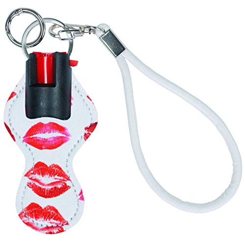 Pepper Spray Keychain Collection for Women - Maximum Police Strength OC Spray 10 ft Range with Safety Flip - with Quick Release for Easy Access - Stylish Designs (Lips)