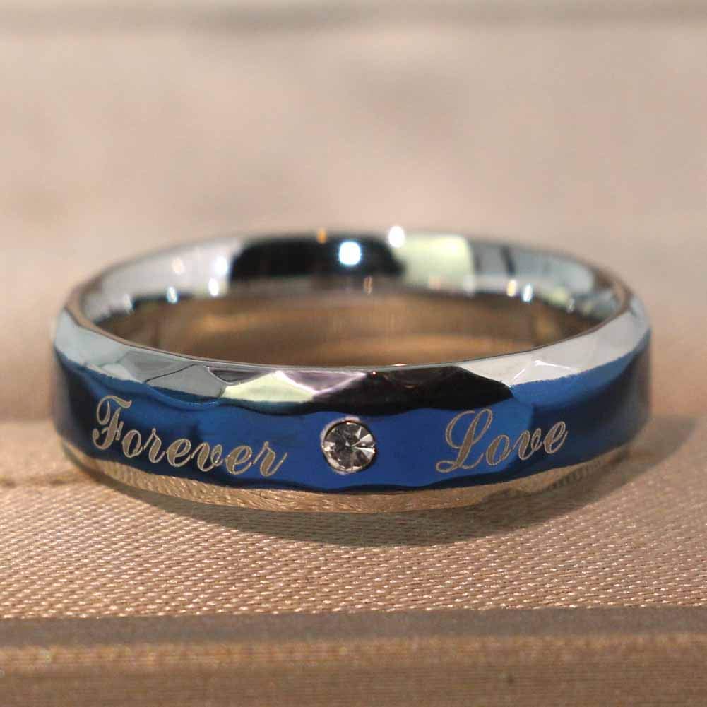 mensring 6mm Titanium Steel Mens Ring Wedding Band Blue Rings for Man Forever Love Cz Womens Ring