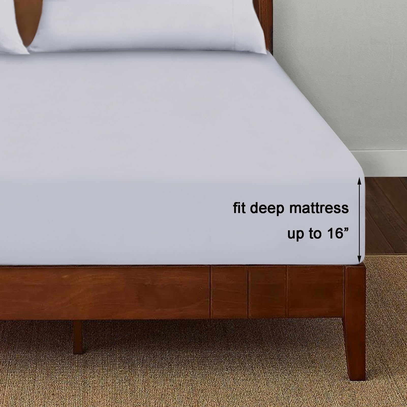 Mejoroom Full Bed Sheet Set - Super Soft Brushed Microfiber 1800 Thread Count Full Sheets with 16 inch Deep Pocket - Wrinkle Free - Breathable and Hypoallergenic - 4 Piece(Full,Snow White)
