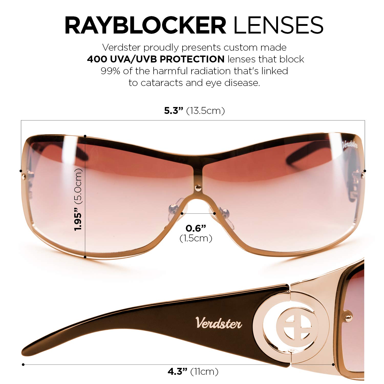 Verdster Sunglasses Womens - Oversized Sunglasses for Women β Ladies Trendy Sun Glasses Wraparound Non Polarized Sunnies β Large Y2K Shield Shades - Cosmo Brown