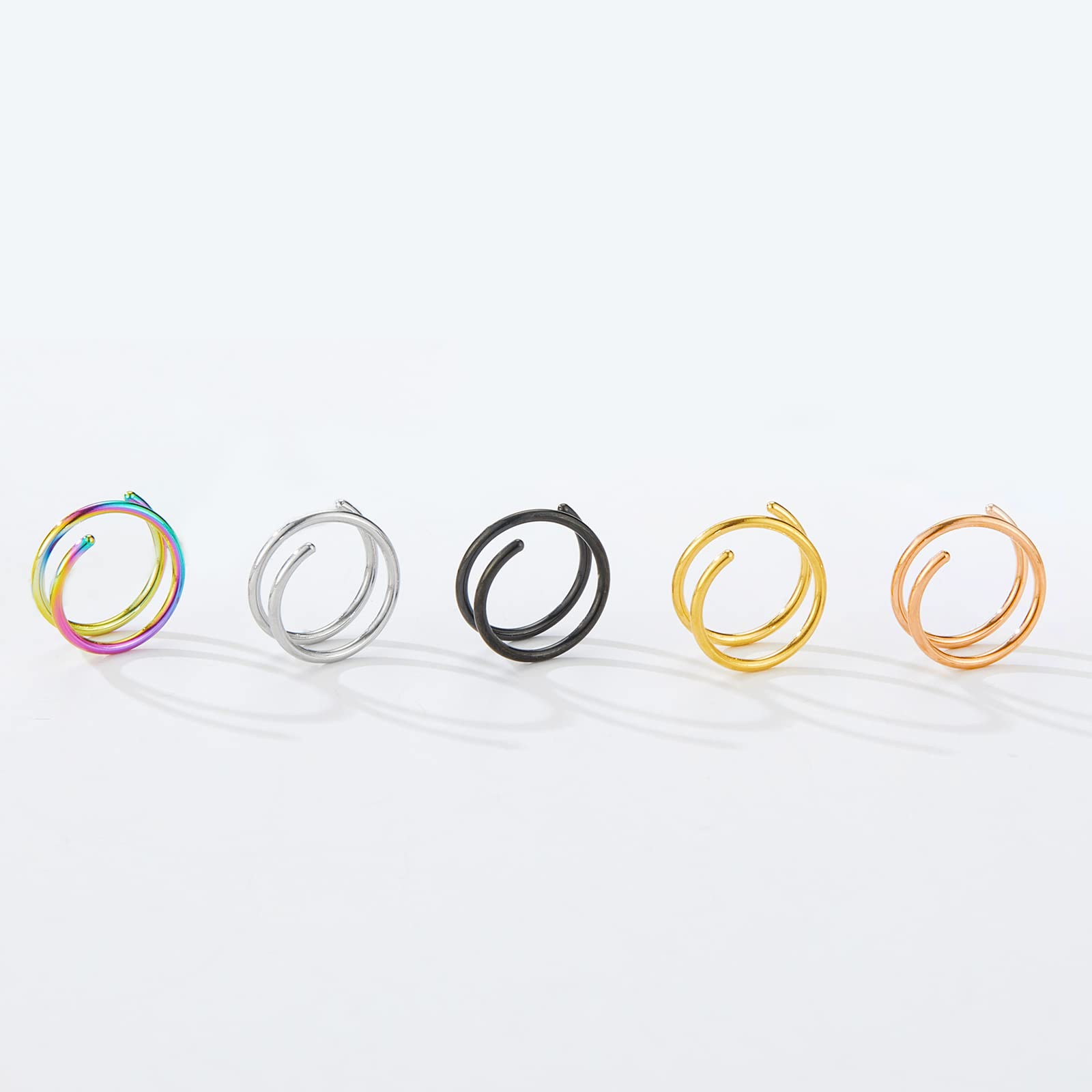 SERYNOW Double Nose Ring for Single Piercing, Twist Nose Ring Hoop, Spiral Nose Hoop Rings for Women
