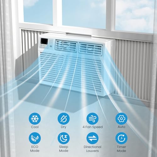 ZAFRO 12000BTU U-Shaped Window Air Conditioner Cools up to 550 Sq.Ft., Ultra Quiet Energy-Efficient Cooling, With Remote Control, White