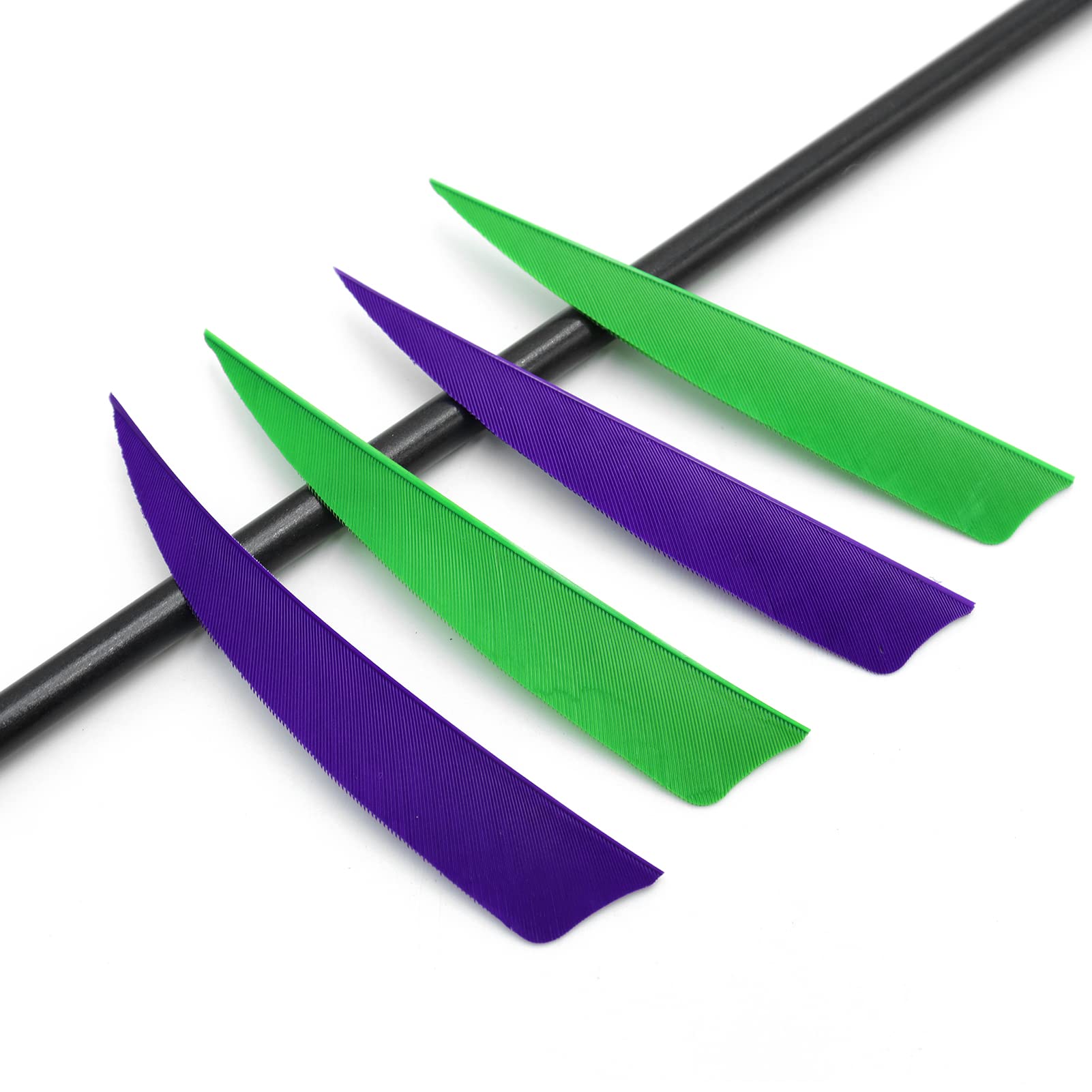 Obert Archery 60pcs Arrow Feathers 4 inch Hunting Arrows Fletching Right Wing Green Purple Shield Cut