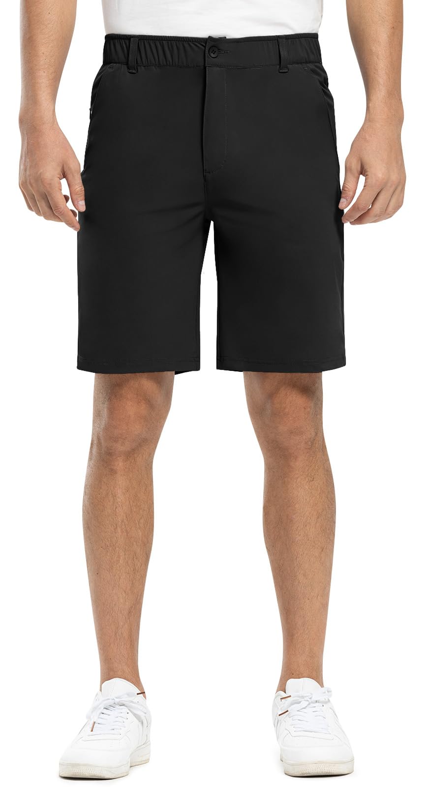 Rdruko Men's Golf Shorts Stretch Quick Dry 9" Work Casual Shorts with 5 Pockets(Black, US 42)