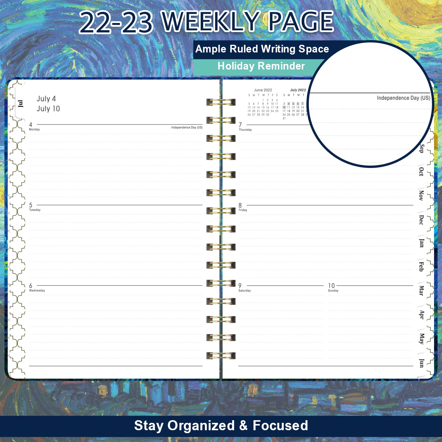 Planner 2022-2023 - Weekly & Monthly Planner 2022-2023, Jul 2022 - Jun 2023, 8.5" x 6.4", Flexible Cover, Strong Twin-Wire Binding, Premium Paper, 12 Monthly Tabs, Inner Pocket, Elastic Closure