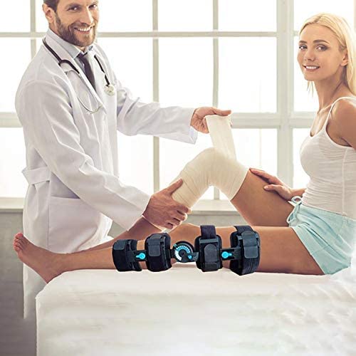 Orthomen Hinged Post Op Knee Brace, Adjustable ROM Leg Stabilizer Recovery Immobilization After Surgery - Medical Orthopedic Guard Protector Immobilizer Brace for Injury, Universal