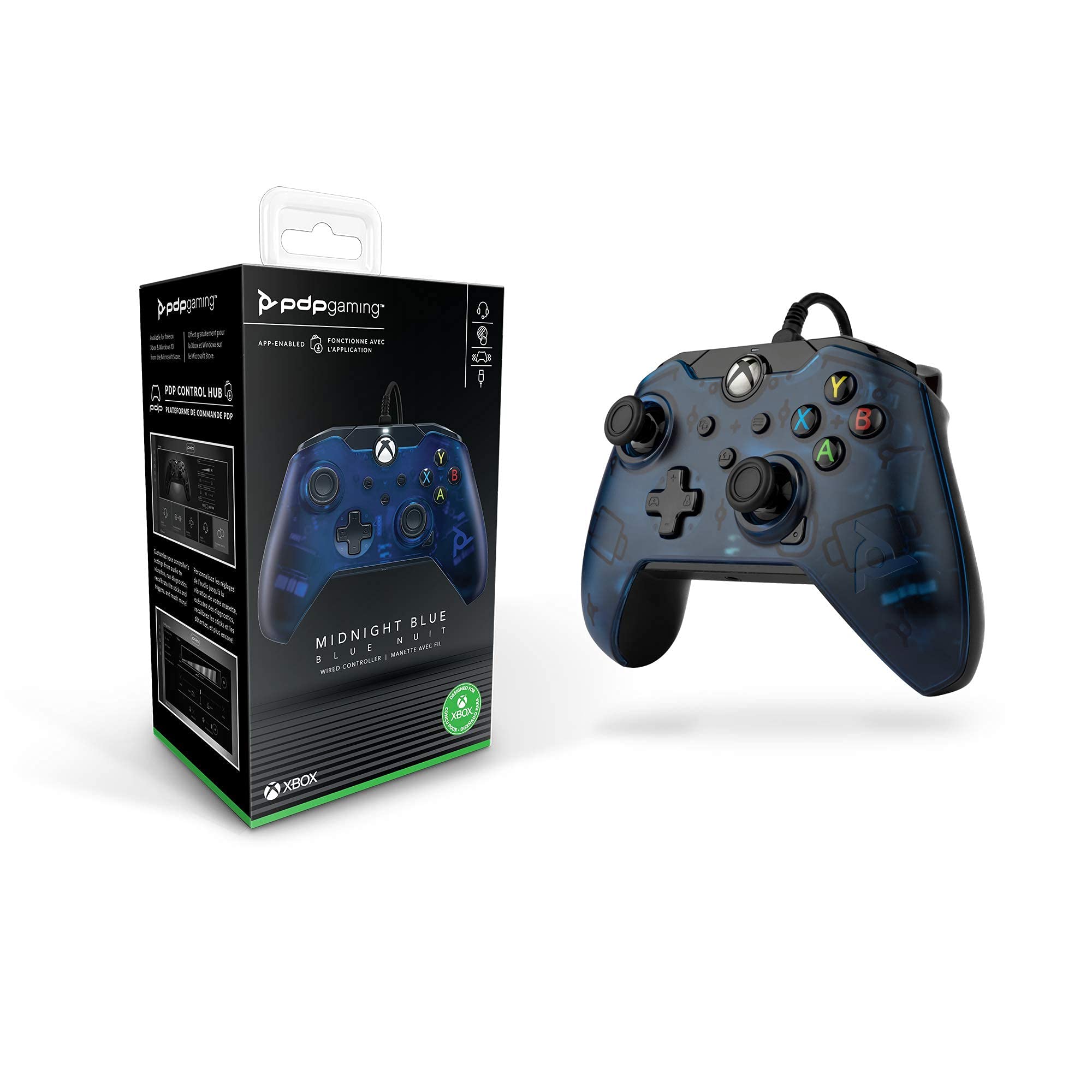 PDP Gaming Wired Controller: Midnight Blue - Xbox Series X|S, Xbox One, Xbox (Renewed)
