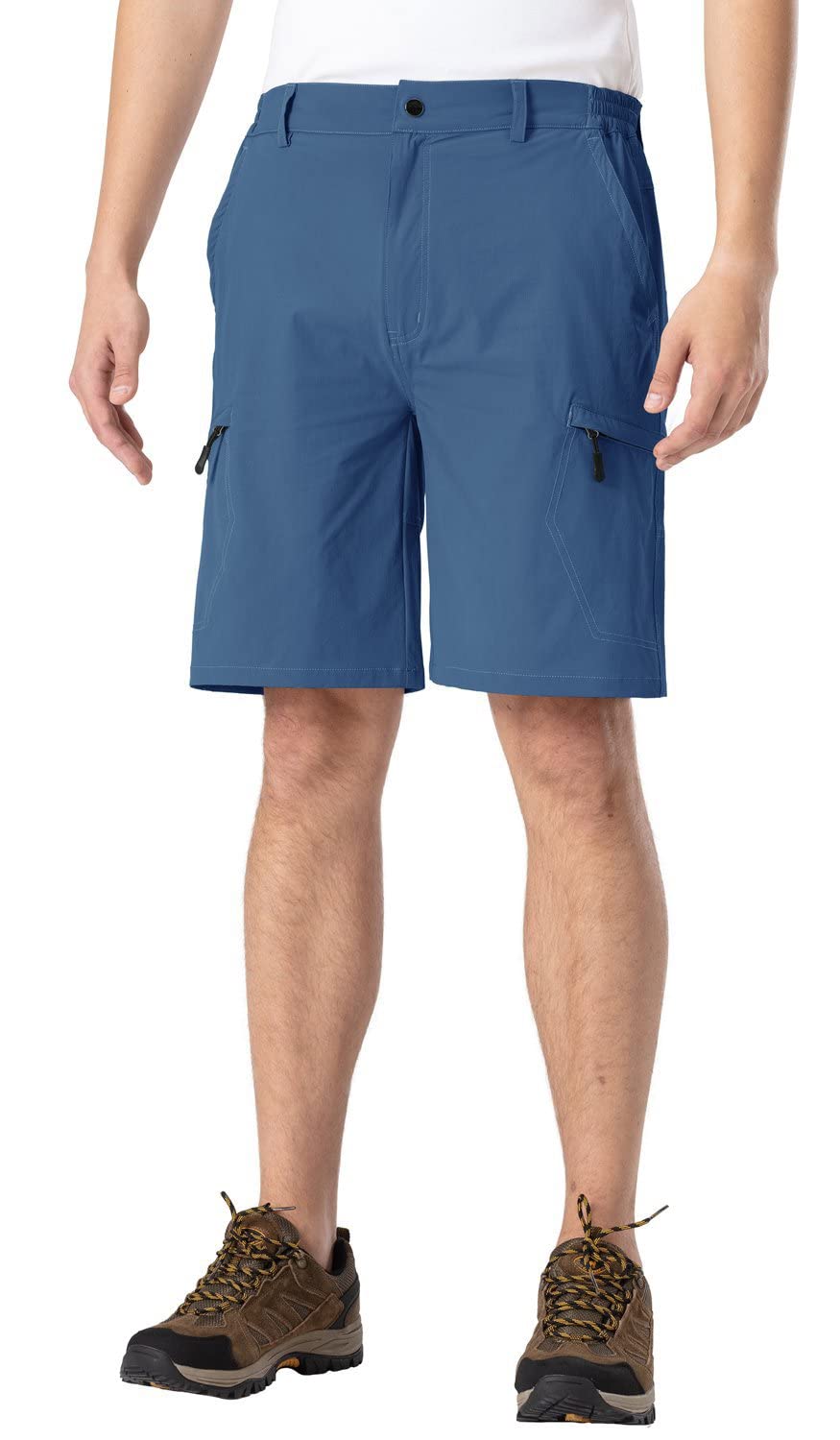 Rdruko Men's Hiking Cargo Shorts 9" Quick Dry Lightweight Travel Work Casual Shorts with Zipper Pockets Pockets(Denim Blue, US 34)