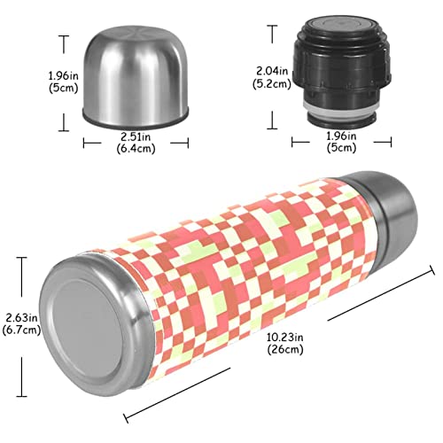 Stainless Steel Leather Vacuum Insulated Mug Abstract Thermos Water Bottle for Hot and Cold Drinks Kids Adults 16 Oz