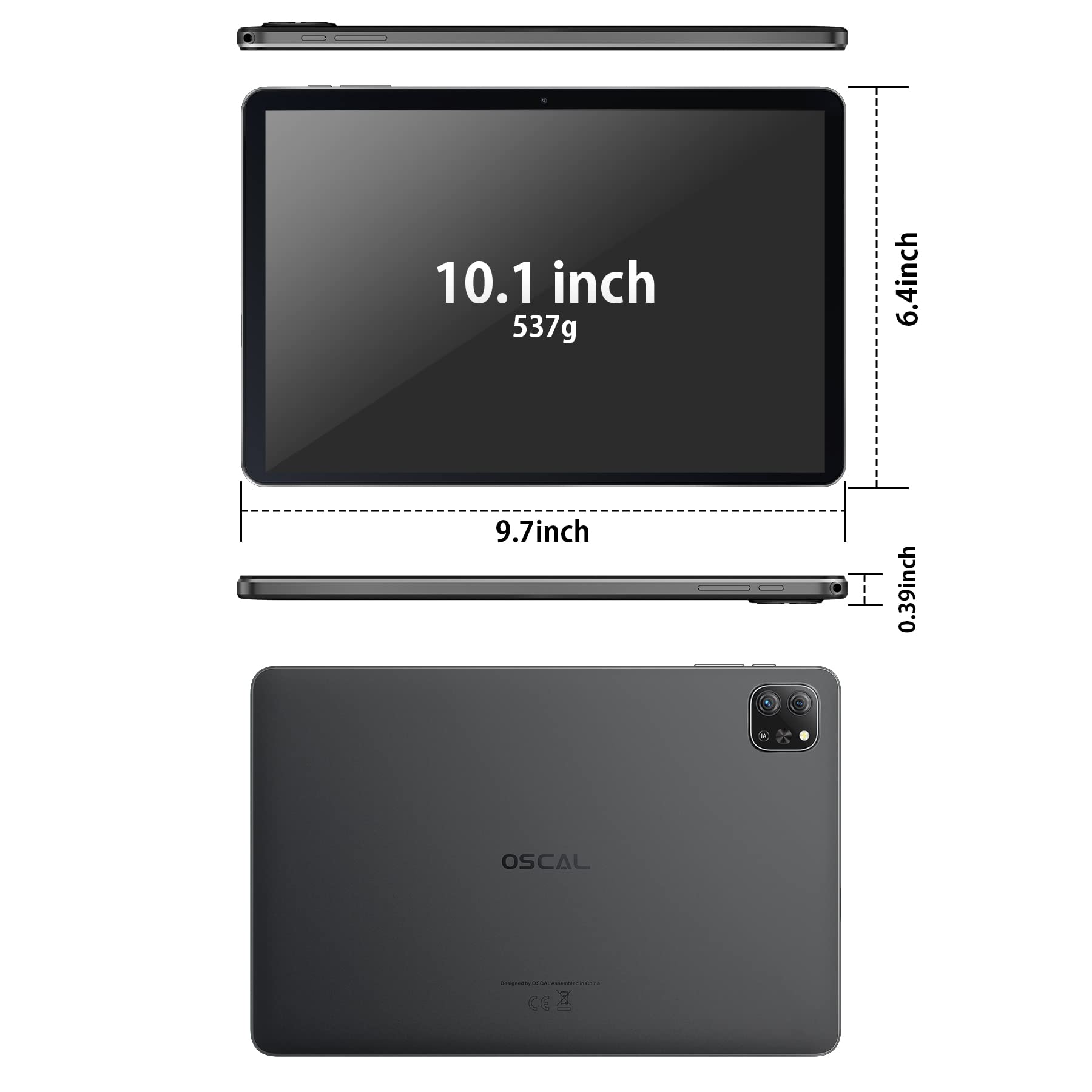 OSCAL π½π‘πππ π«πππ¬ Tablet 10.1 inch Android 12 Tablet, 2024 Upgraded PAD60 5GB RAM 64GB ROM (1TB TF) Tablet Android with 6580mAh Battery, 1280 x 800 HD IPS Touch Screen, Dual Camera, WiFi, BT