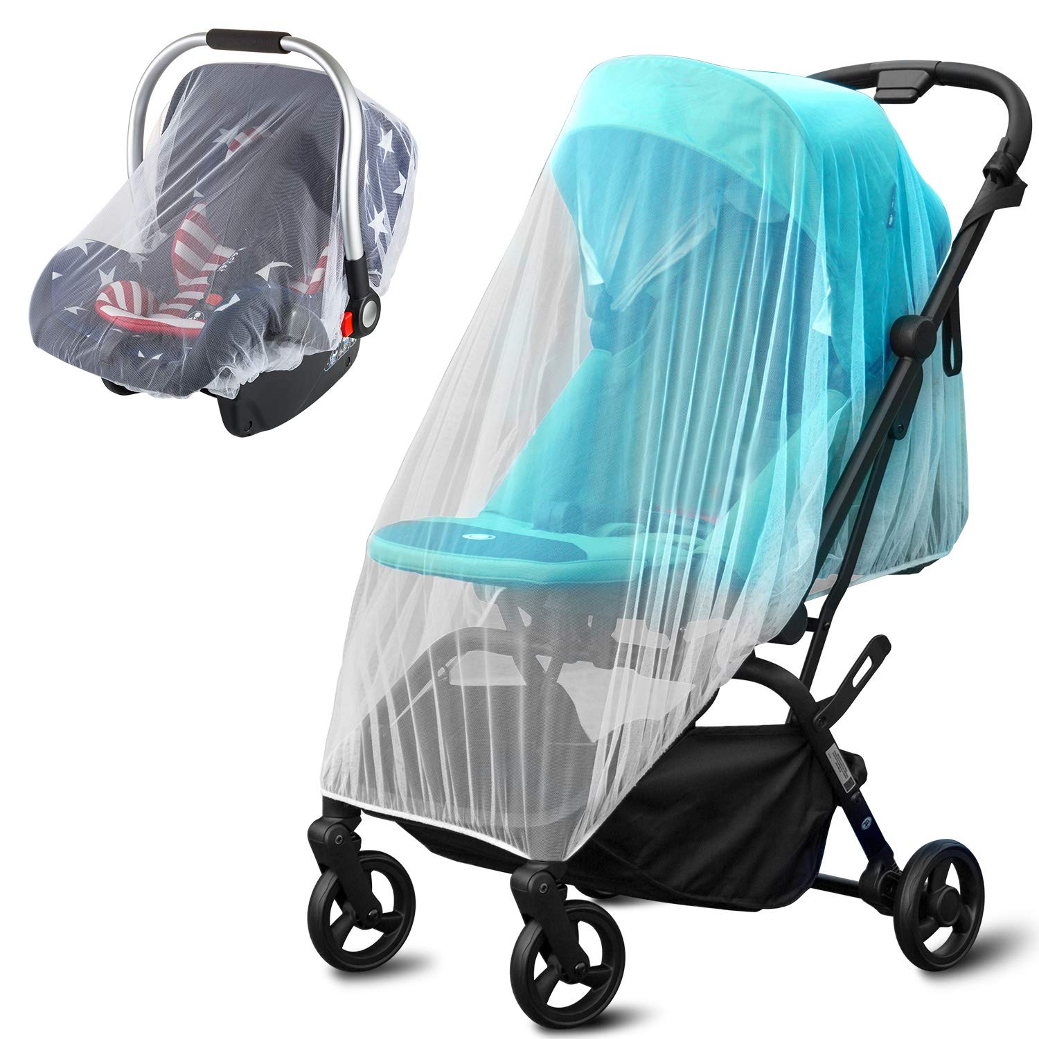 Mosquito Net for Stroller, Stroller Bug Net, Stroller Insect Mesh Net, Baby Insect Netting for Stroller, Car Seat, Bassinet, Cradle, Portable Mini - Universal Stroller Accessories (2 Pack)